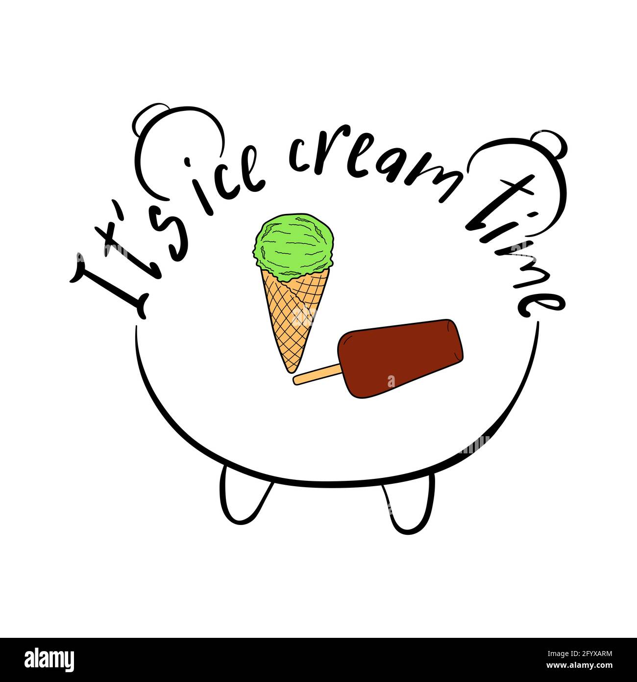 Handwritten quote about Ice Cream. It’s ice cream time. Vector ...