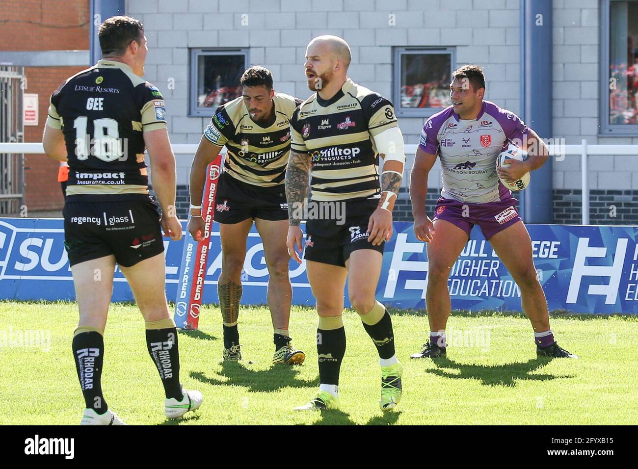 Ryan Hall (5) of Hull KR celebrates his hatrick try Stock Photo - Alamy