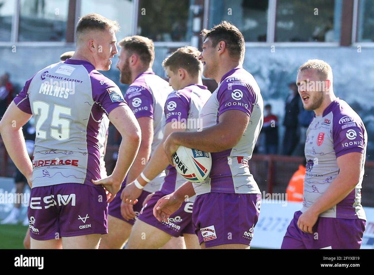 Ryan Hall (5) of Hull KR celebrates his hatrick try Stock Photo - Alamy