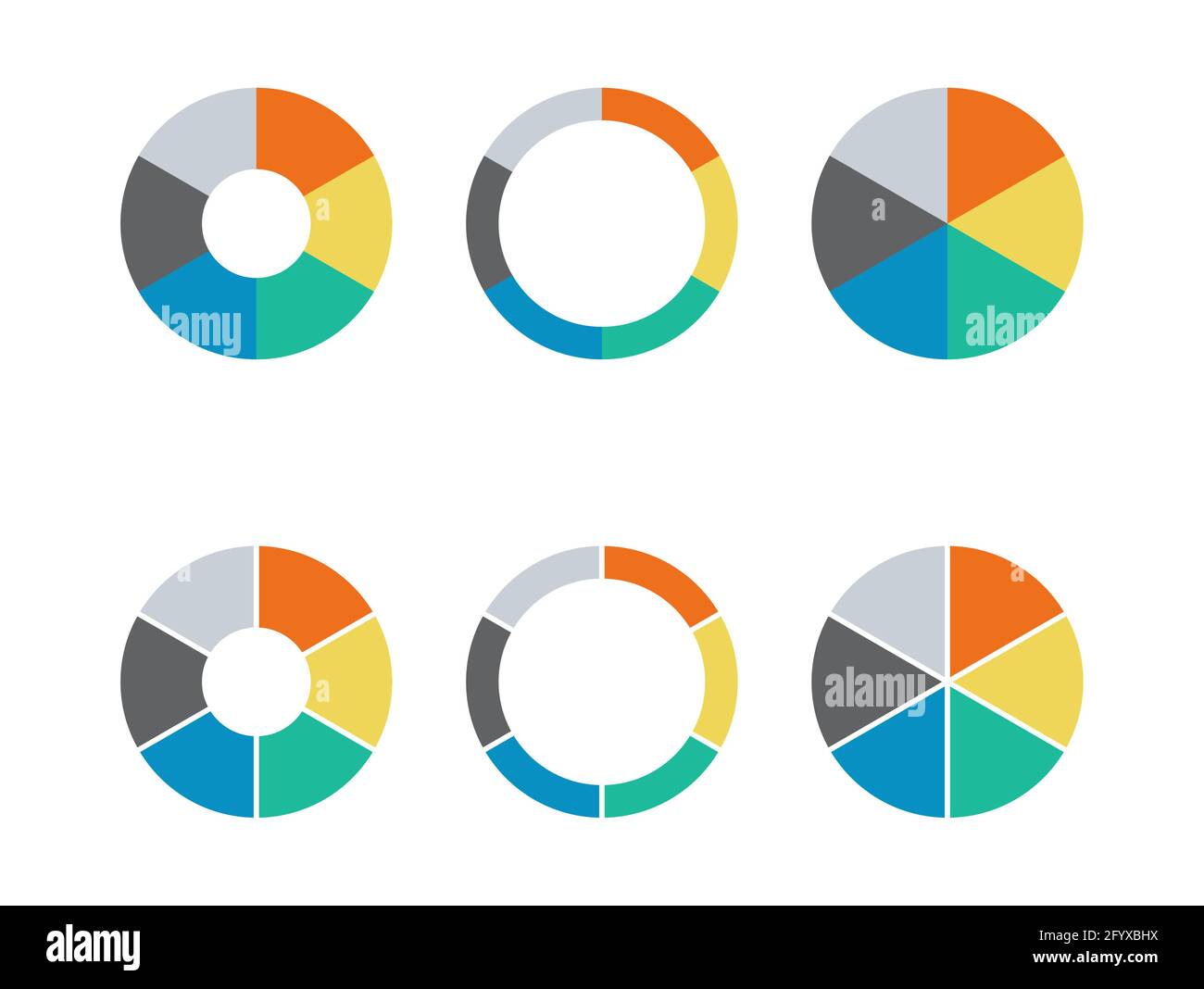 Infographic pie chart set. Cycle presentation diargam of collection 6 ...