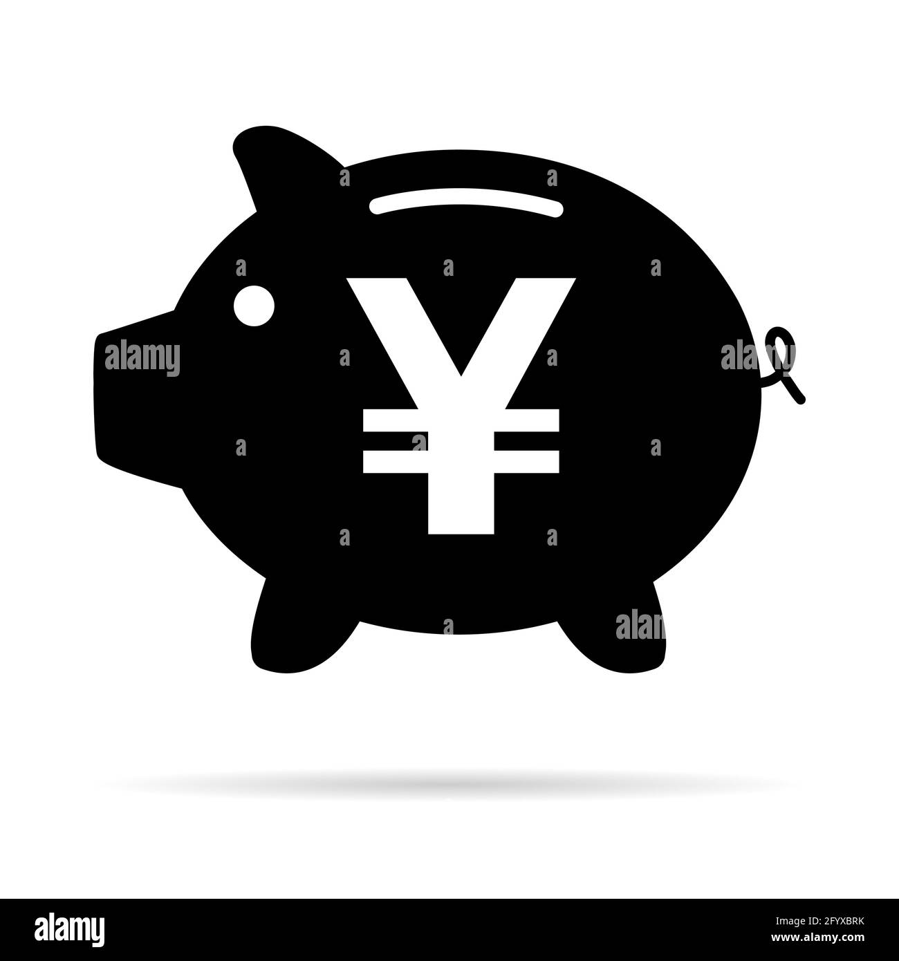 Piggy bank flat icon, sign vector with yuan web symbol. Money income ...