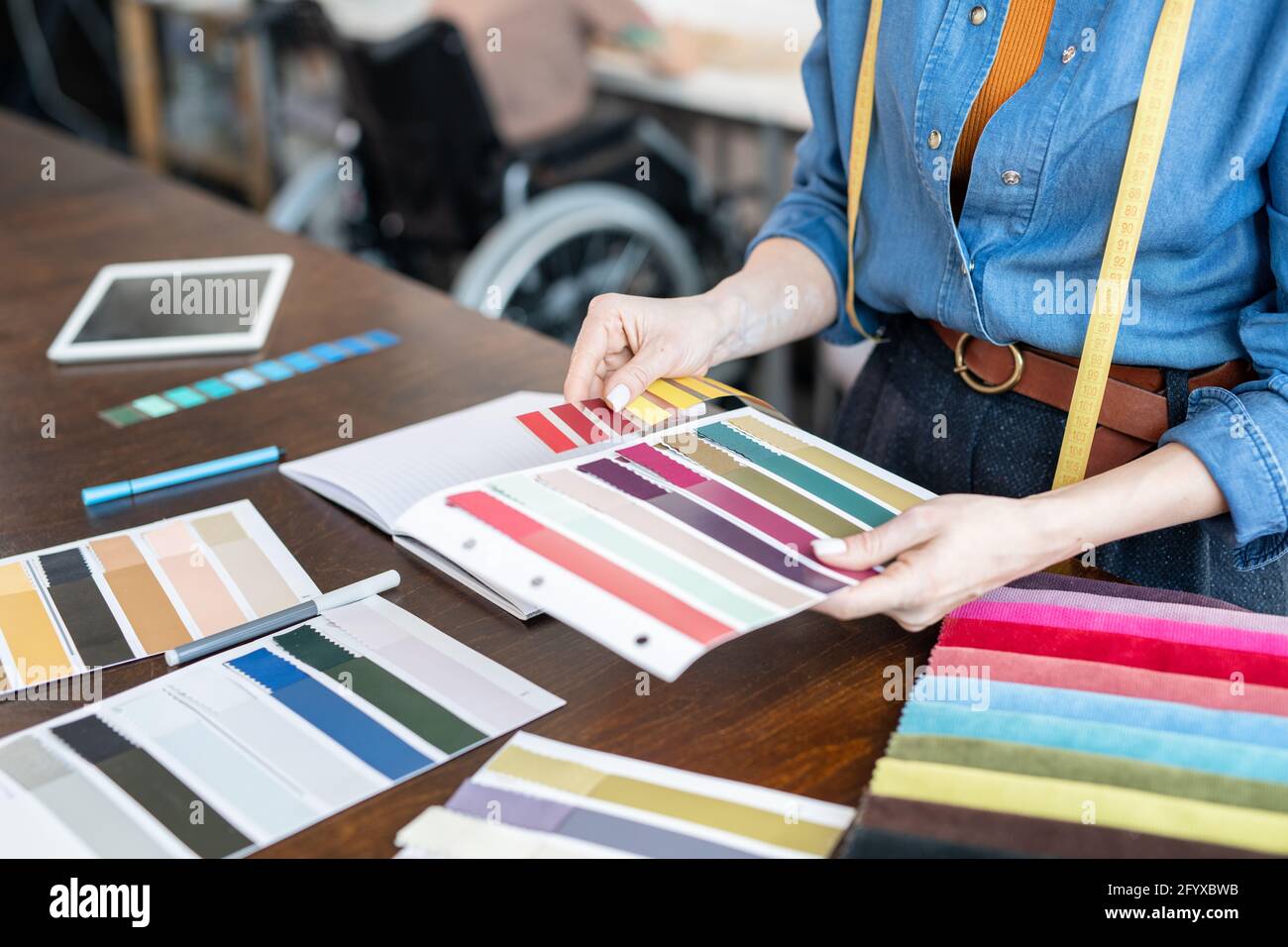 Young artist woman choosing colored hi-res stock photography and images ...