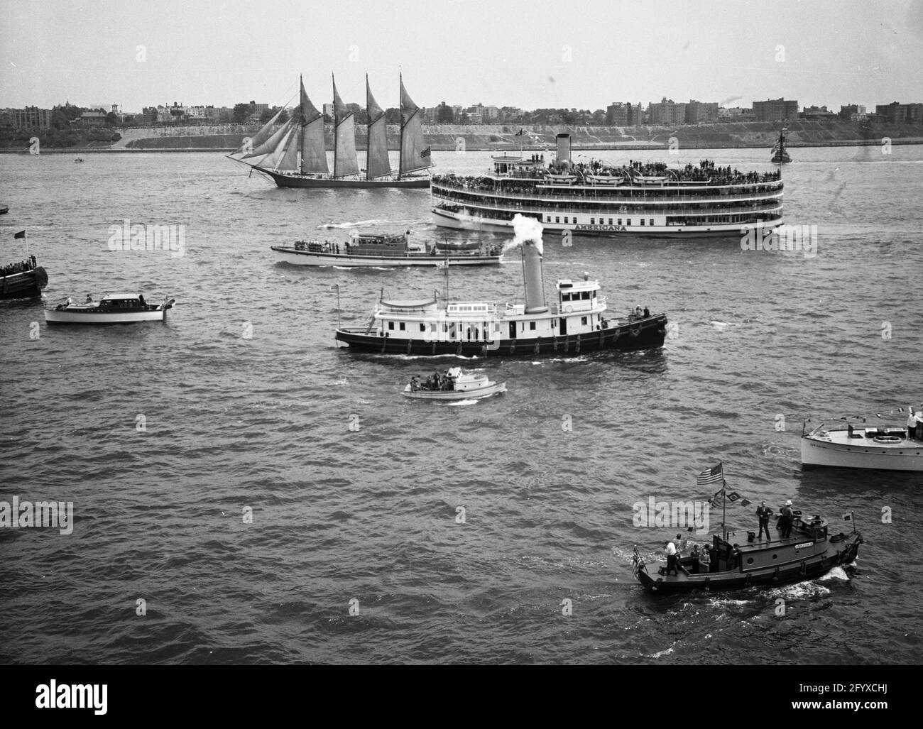 Boat traffic on New York Harbor, 1925. (Photo by Burton Holmes Stock ...