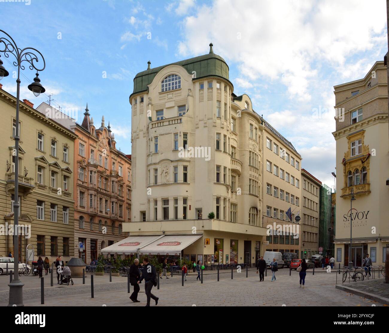Beautiful buildings in the historic center of Brno, Czech Republic ...