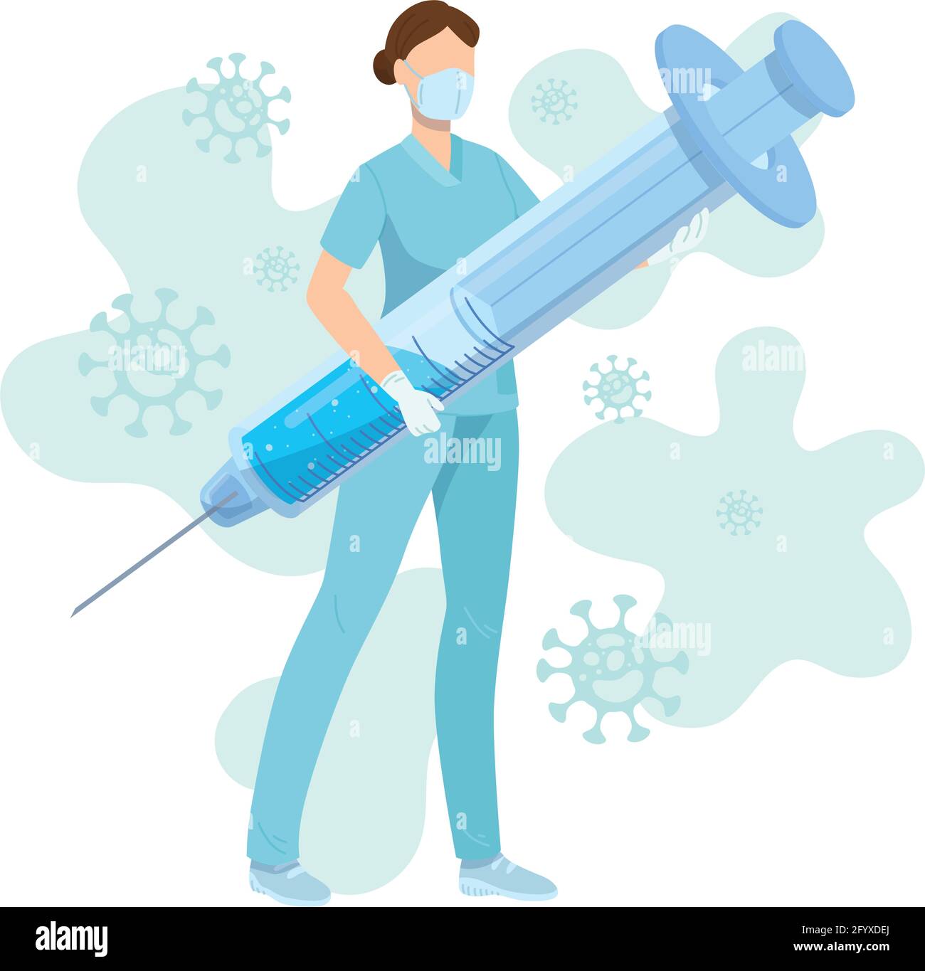 Female nurse character holding a giant syringe Stock Vector Image & Art ...