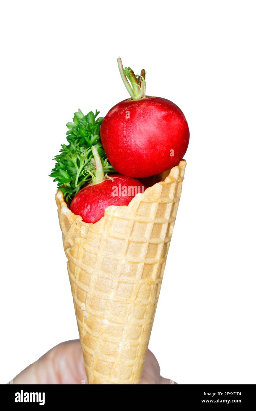 Ice cream with radishes in a waffle Stock Photo - Alamy