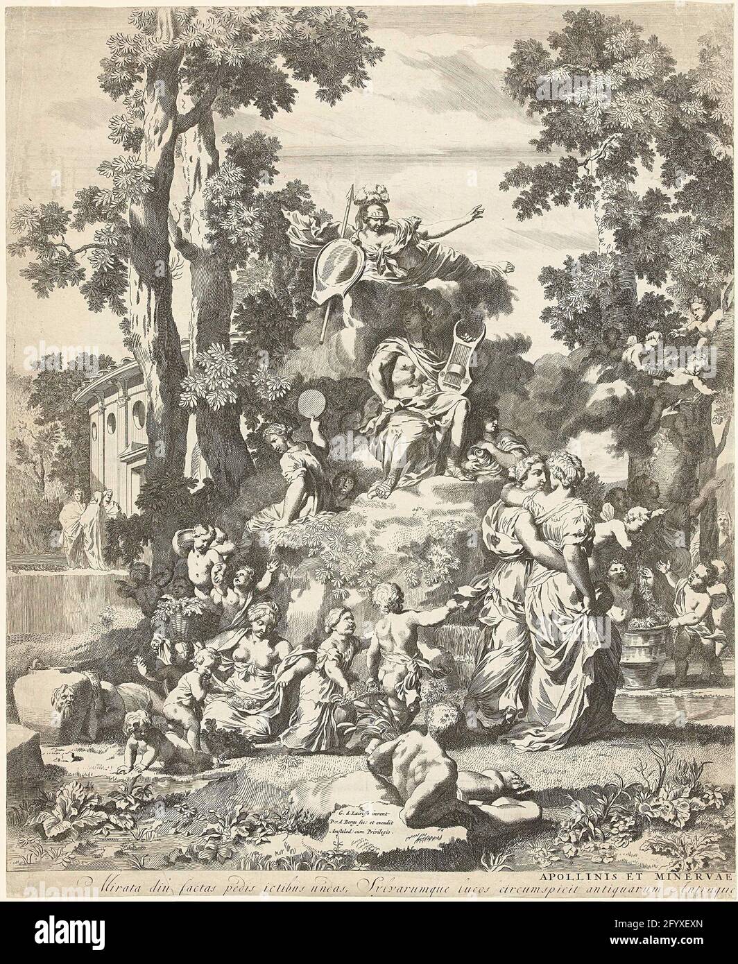 Minerva visits Apollo and the muses on the Parnassus, left part. Left ...