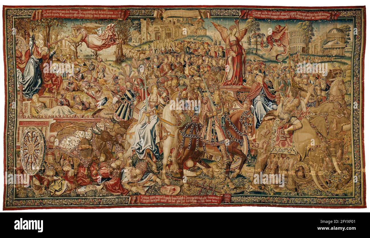 Triumph of the fame about death; The triumphs of Petrarca. Tapestry ...