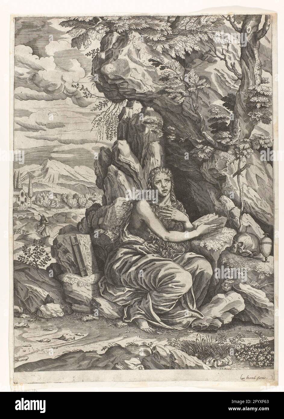 Bootless Mary Magdalene. Maria Magdalena is sitting with a book in the ...
