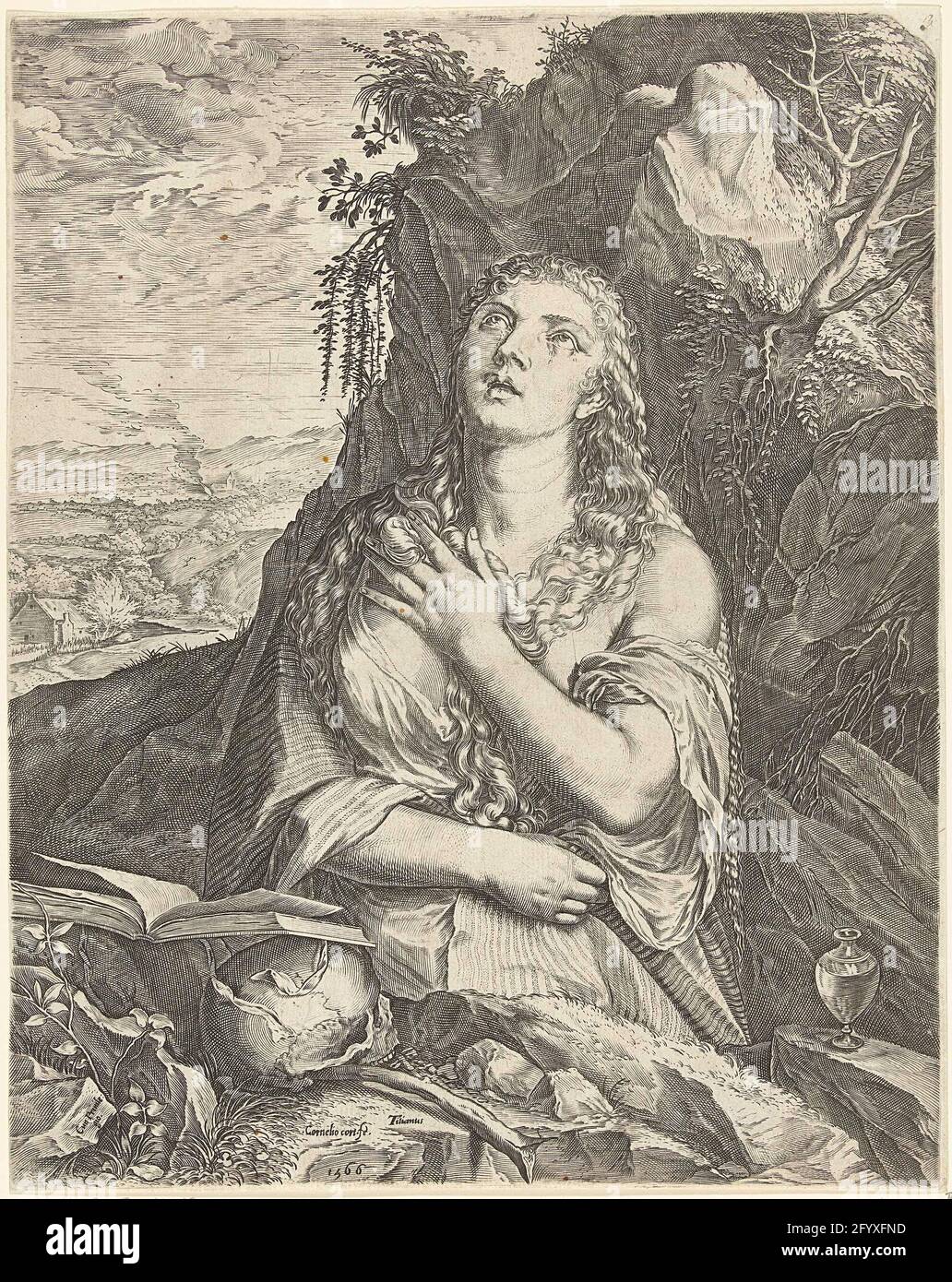 The penitent Maria Magdalena. Maria Magdalena prays in a remote place ...