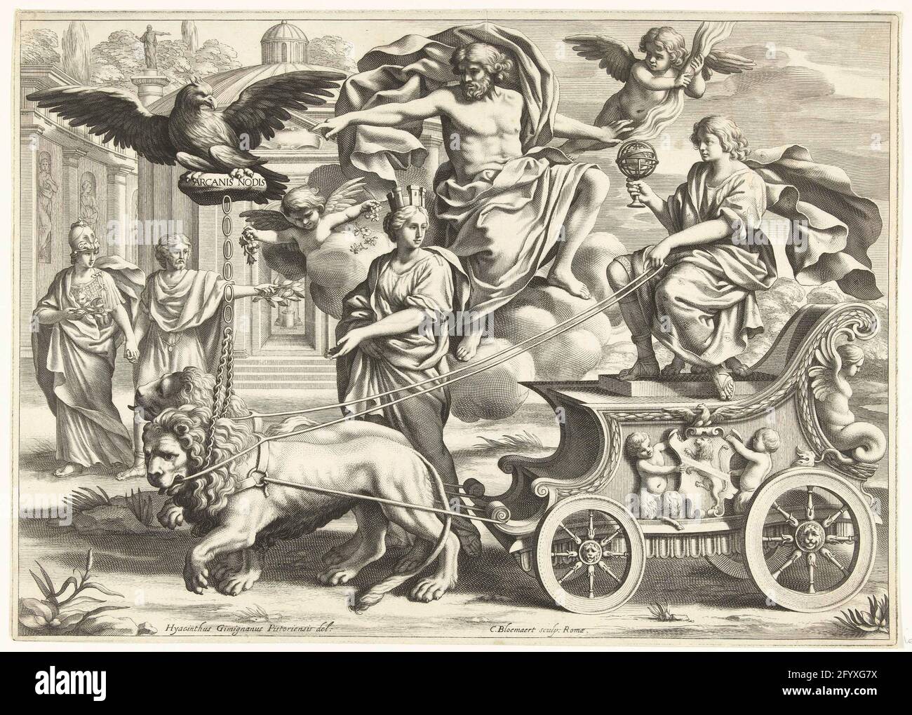 Cybele. Cybele drives into a carriage drawn by lions and holds a globe ...