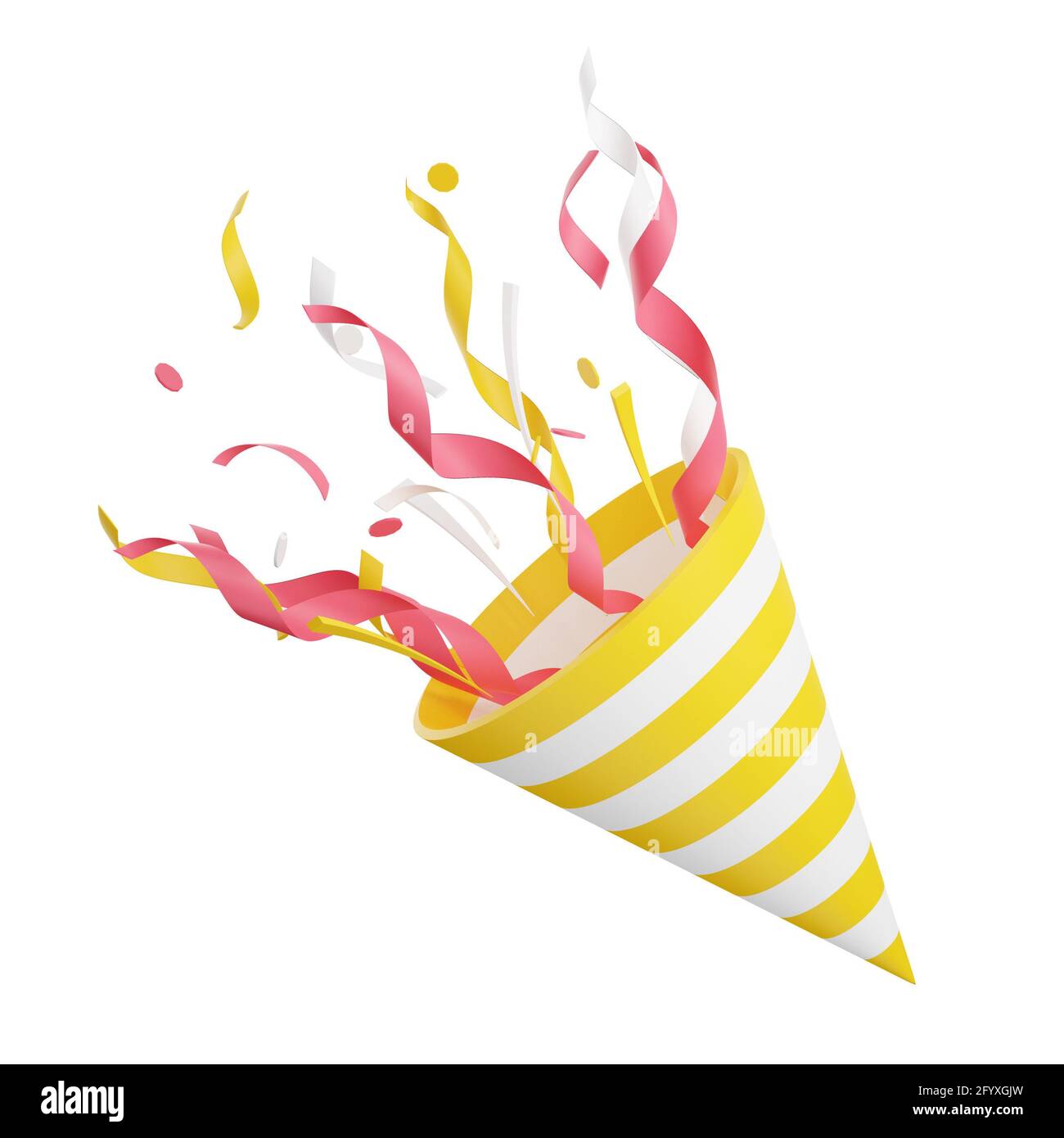 Party popper with flying confetti 3d render illustration Stock Photo ...