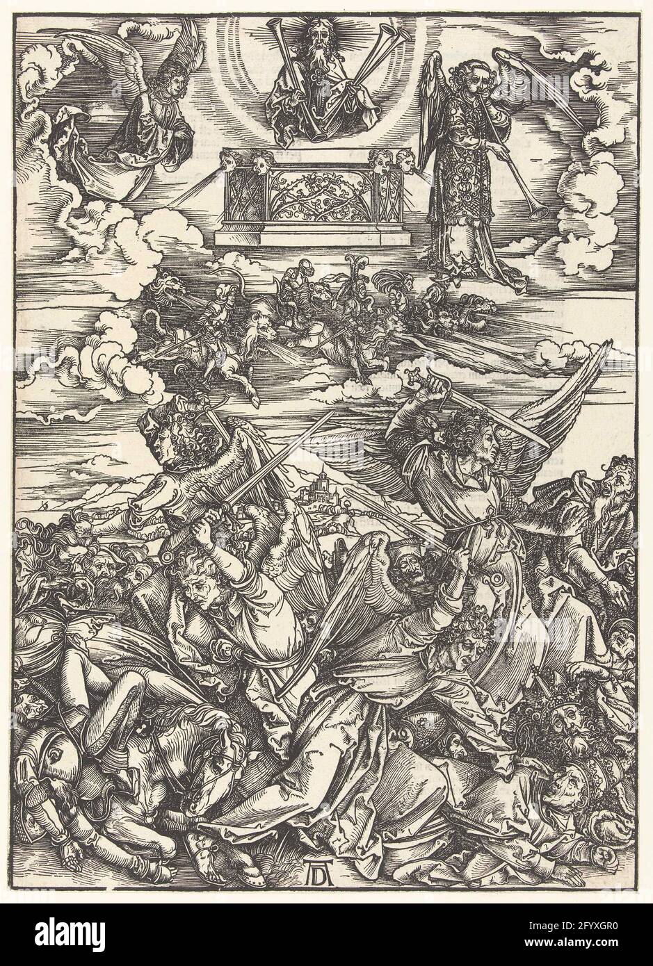 The four angels avenged. God believes from heaven how four angels with ...