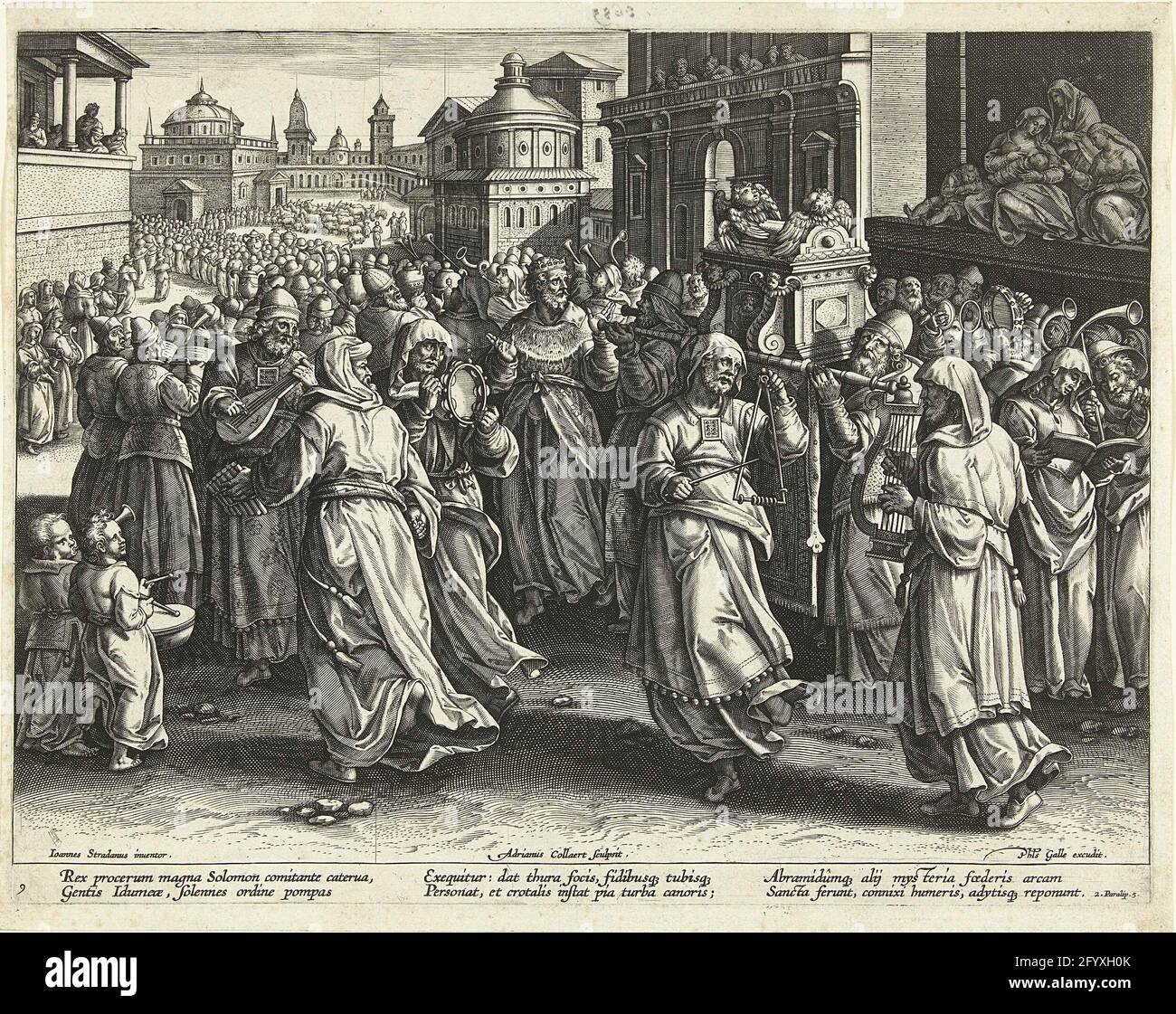 Ark des covenant transferred to the Temple of Solomon; Praise to music ...
