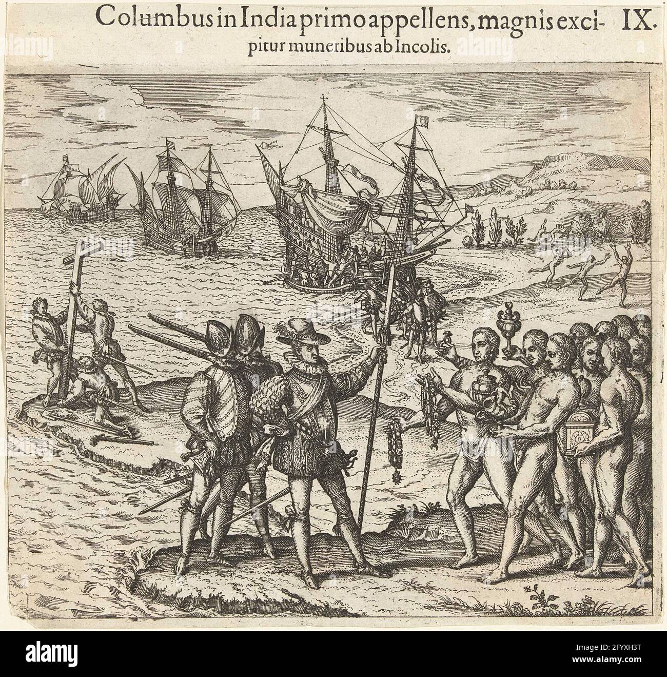 Christopher Columbus arrives in America; Columbus in India Primo ...
