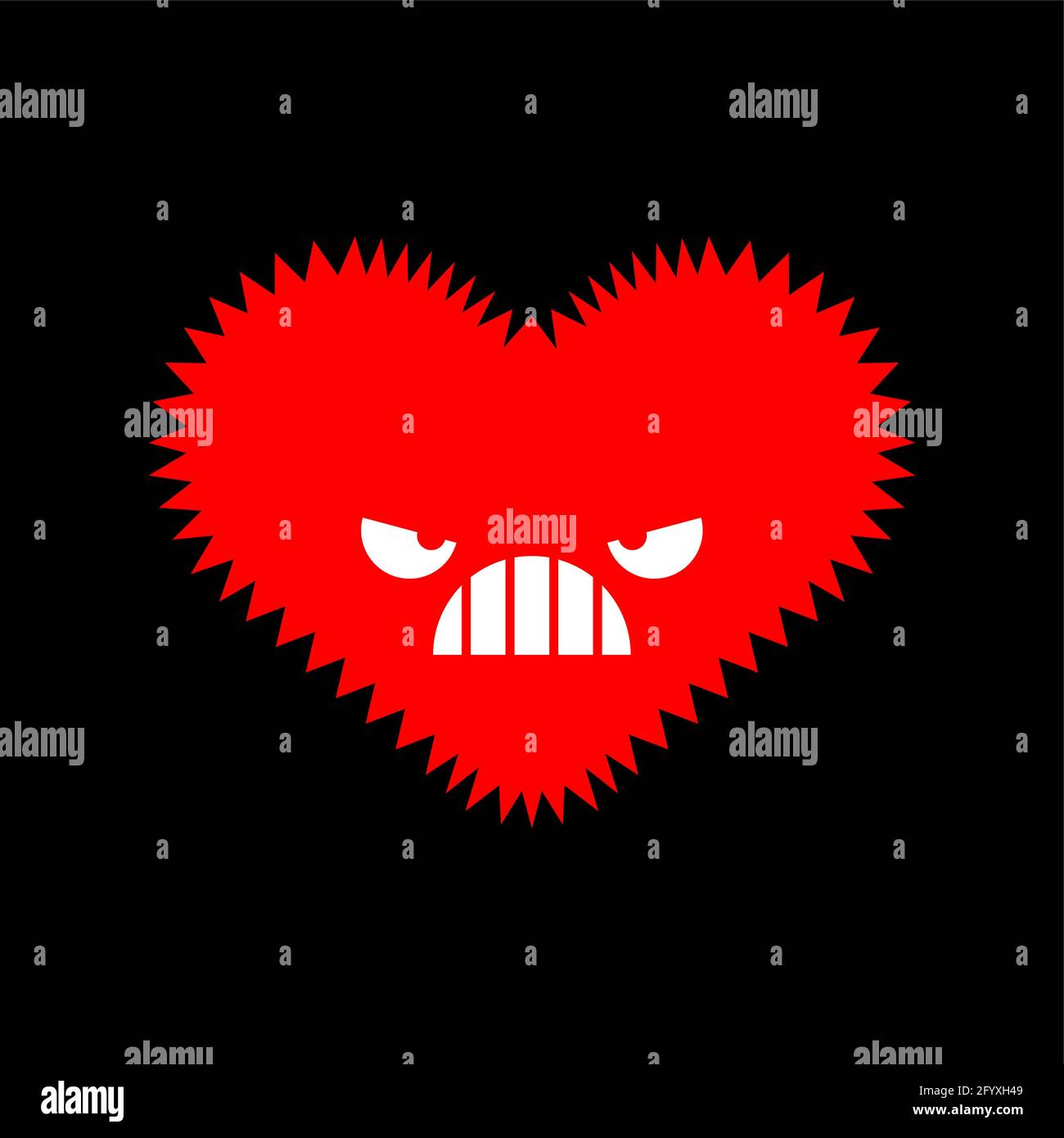 Angry love isolated. furious heart. vector illustration Stock Vector ...