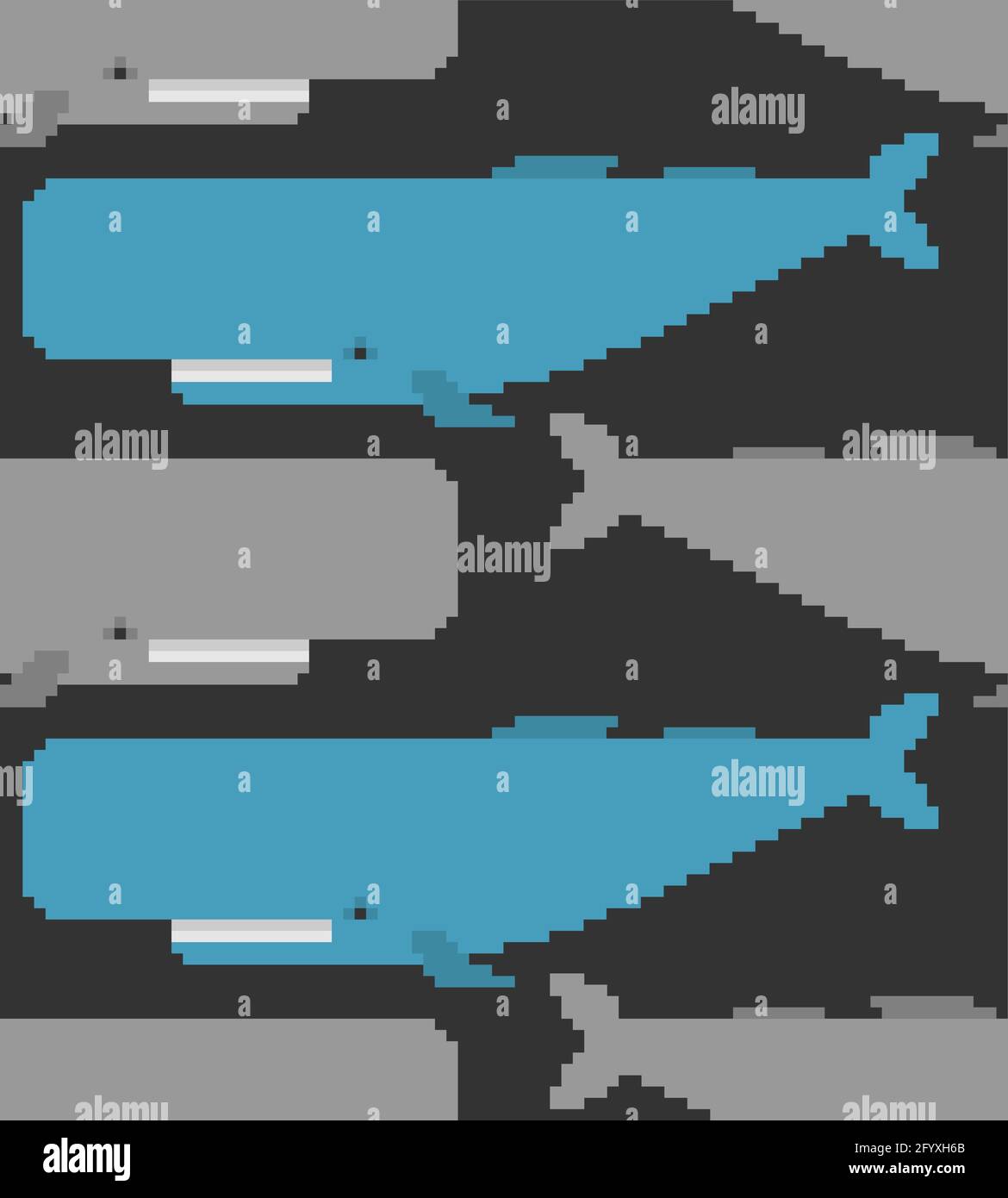 Sperm whale pixel art 8 bit pattern seamless. pixelated cachalot big ...