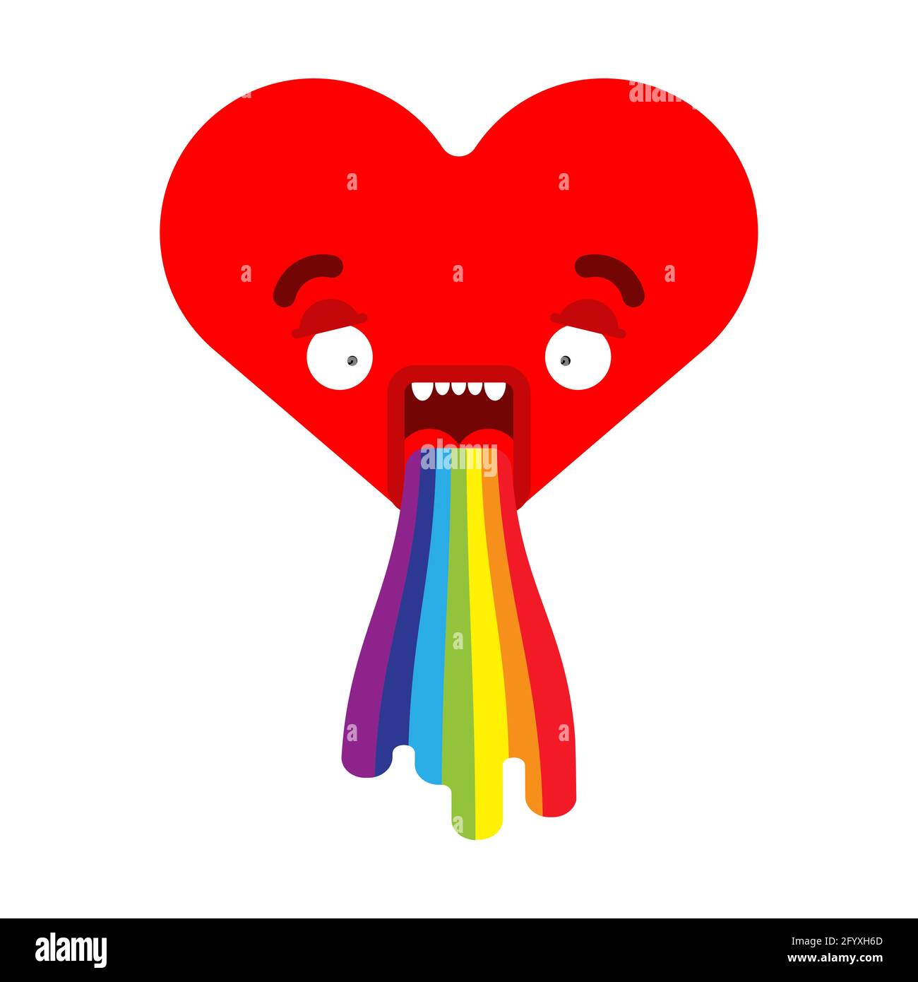 Love vomit rainbow isolated. heart retching cartoon vector illustration ...