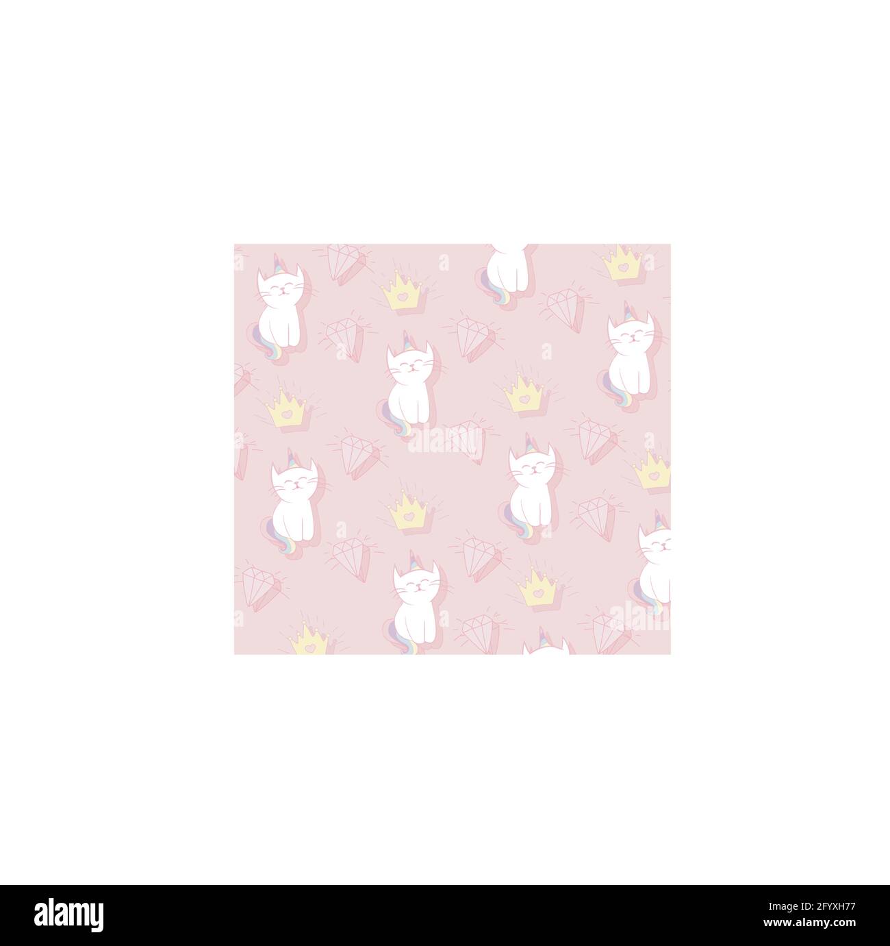 Seamless Pattern - caticorn, crown and diamonds Stock Vector Image ...
