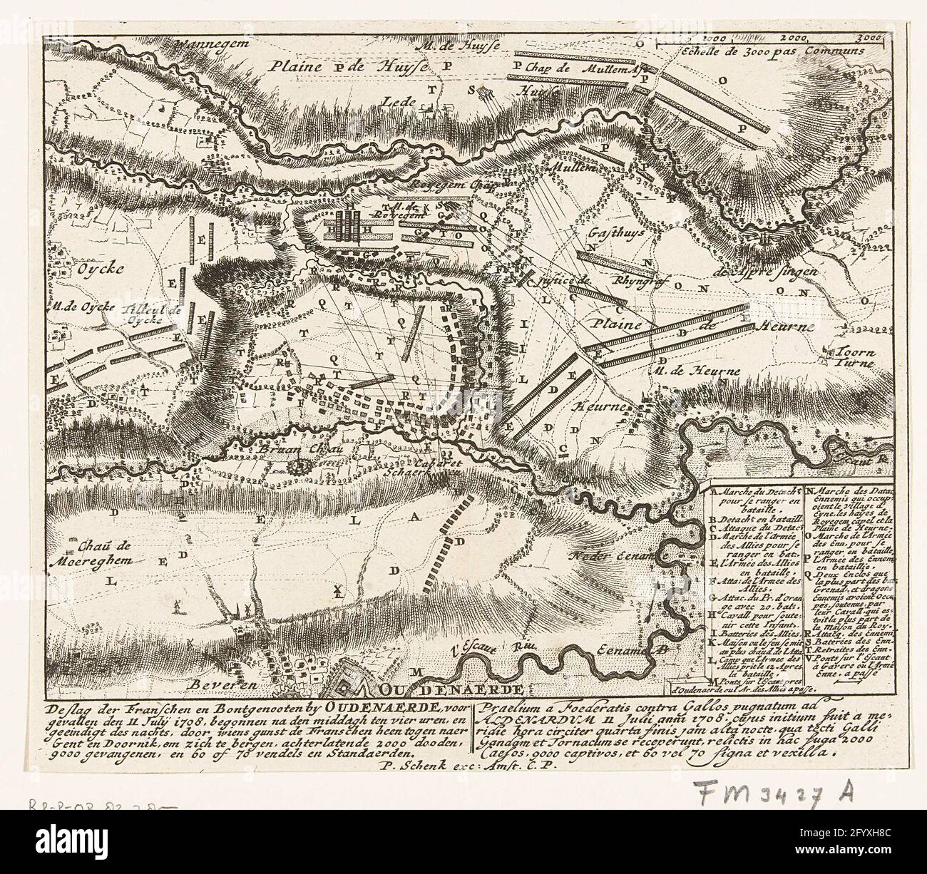 Map of the Battle of Oudenaarde, 1708; The Battle of the Franschen and ...