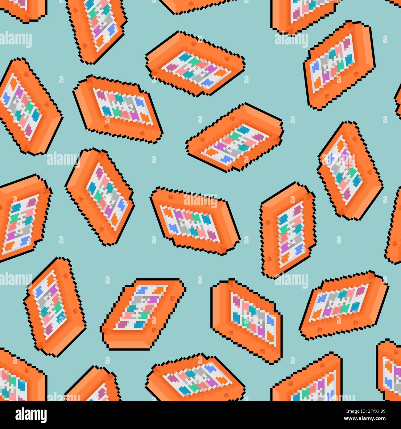 video game cartridge pixel art pattern seamless. Retro TV game 8bit ...