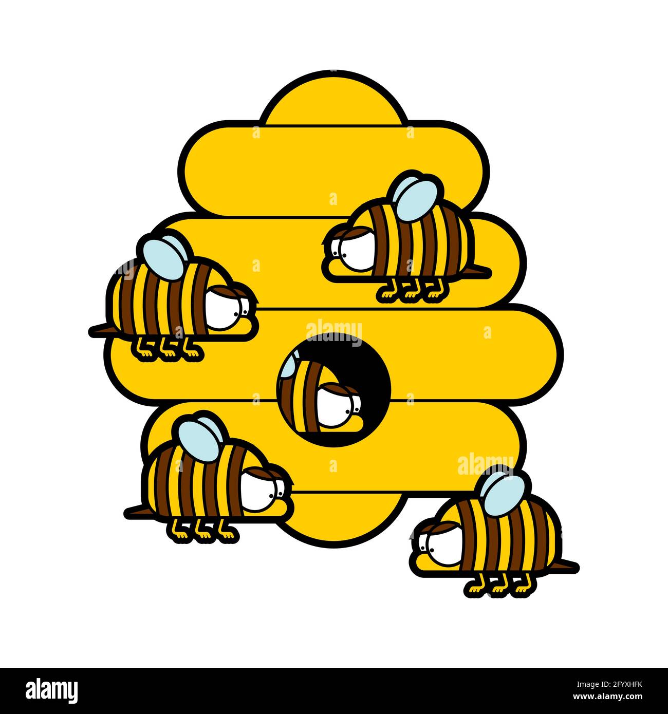 Cartoon branch tree beehive bee Cut Out Stock Images & Pictures - Alamy