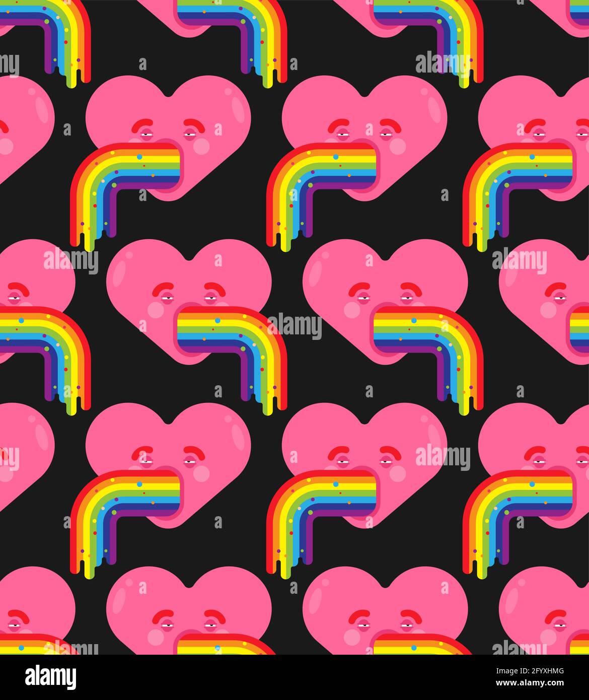 Love vomit rainbow pattern seamless. heart retching cartoon vector ...