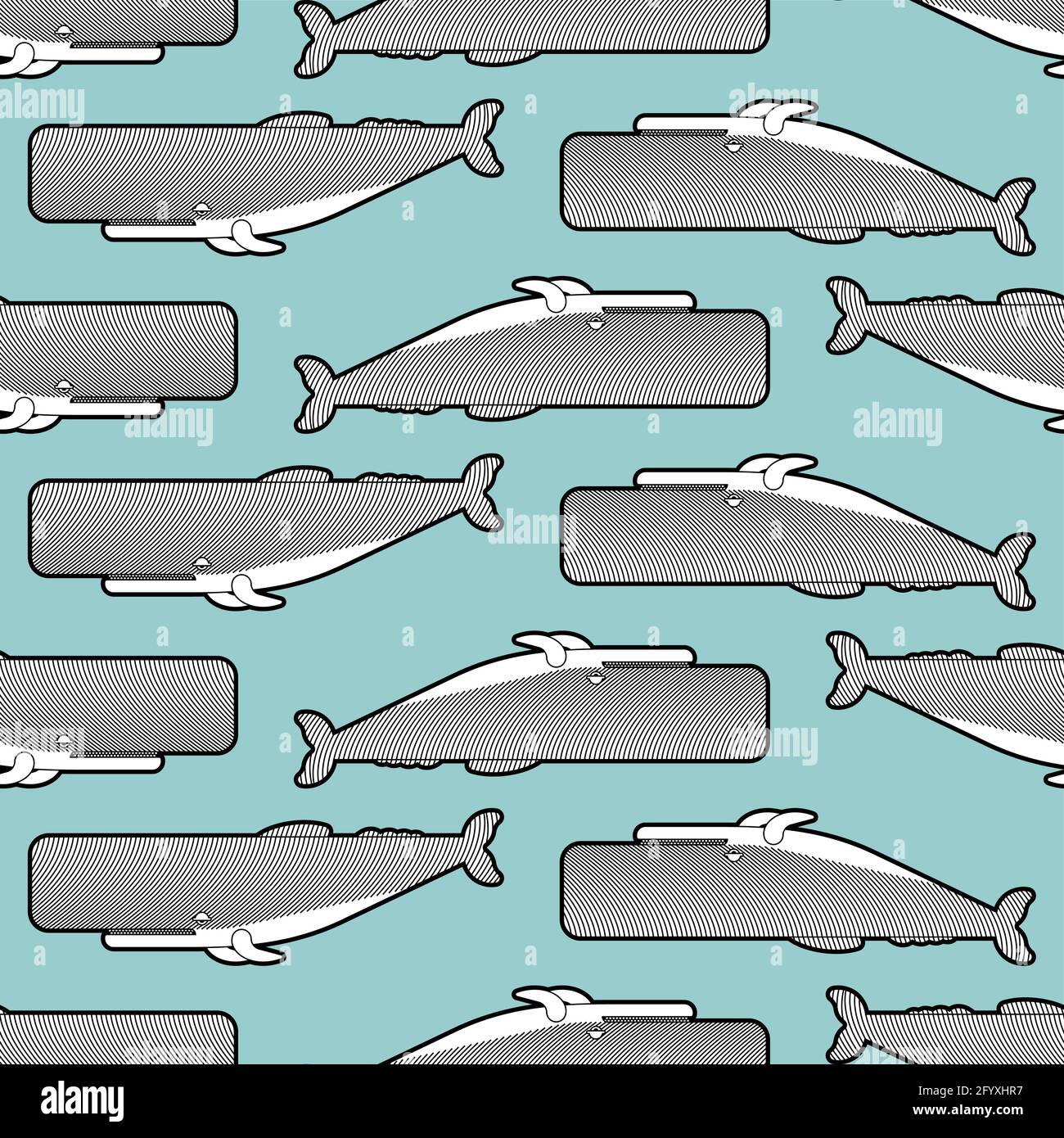 Sperm whale Engraving pattern seamless. Cachalot etching background ...