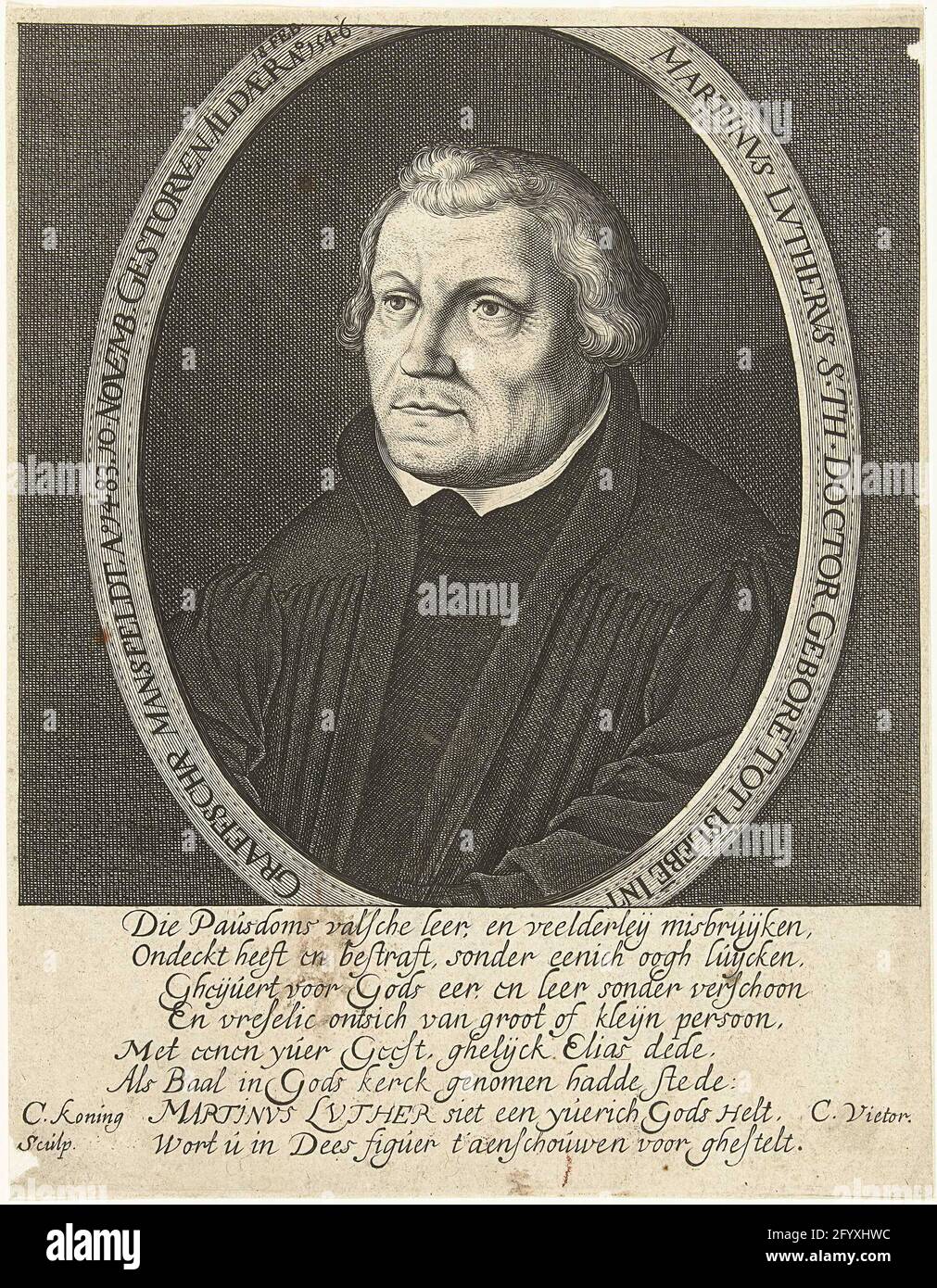 Portrait of Martin Luther. Bust of the theologian Martin Luther, to the ...