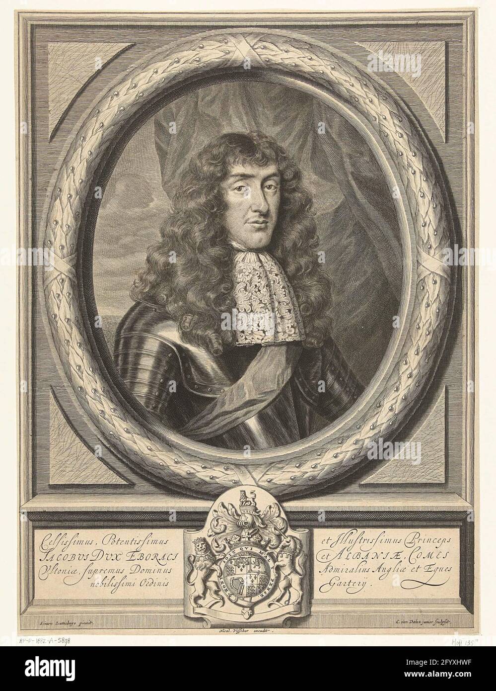 Portrait of James Stuart, Duke of York and Albania, in oval picture ...