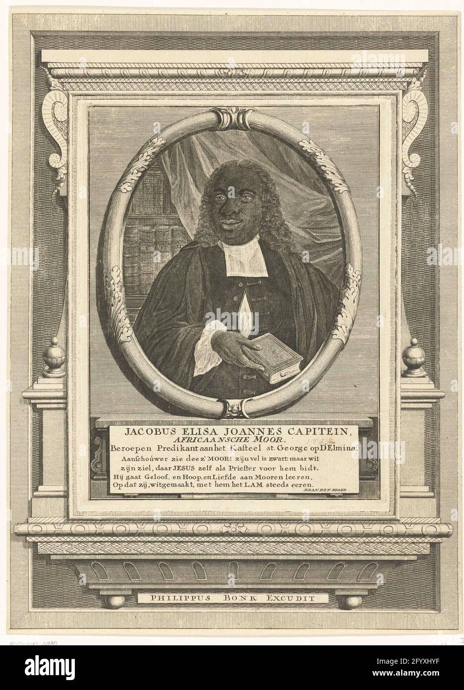 Portrait of preacher Jacobus Elisa Johannes Capitein; Jacobus Elisa ...