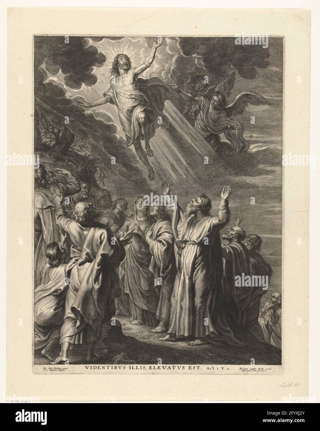 Ascension of Christ. Ascension of Christ in the presence of Maria and ...