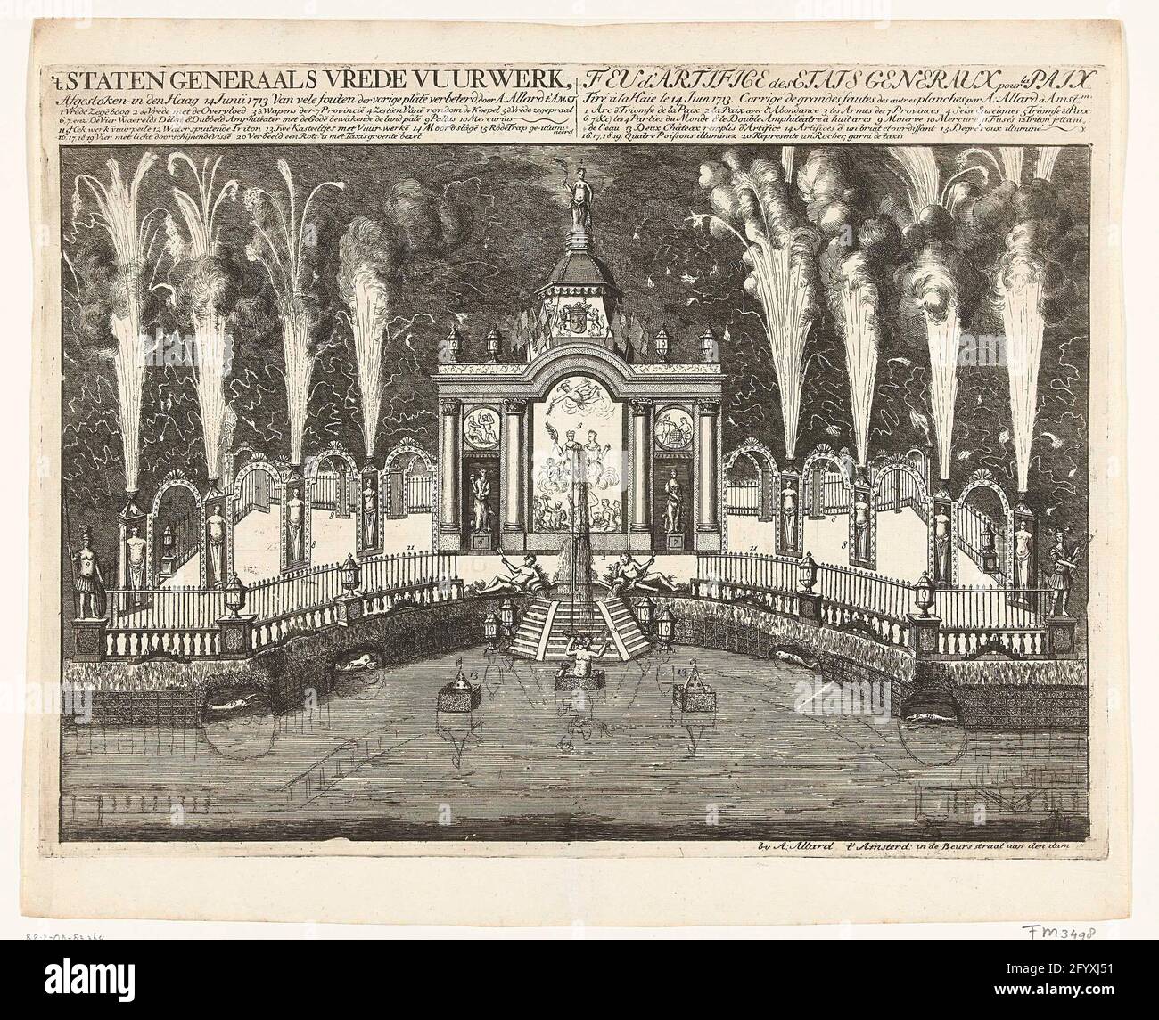 Fireworks at the celebration of the Peace of Utrecht, 1713; 't States ...