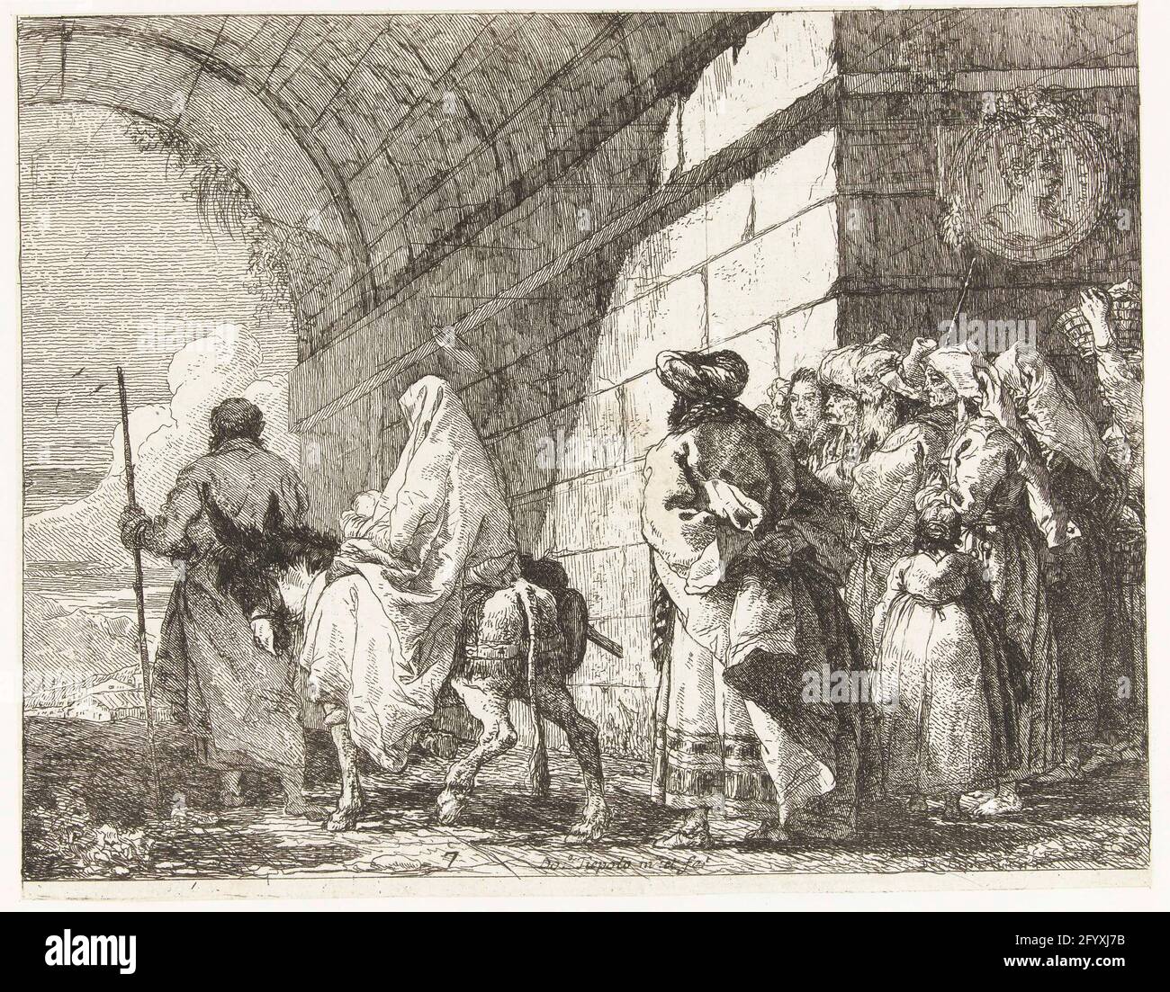 Holy Family leaves through a city gate; Flight to Egypt; Idea ...