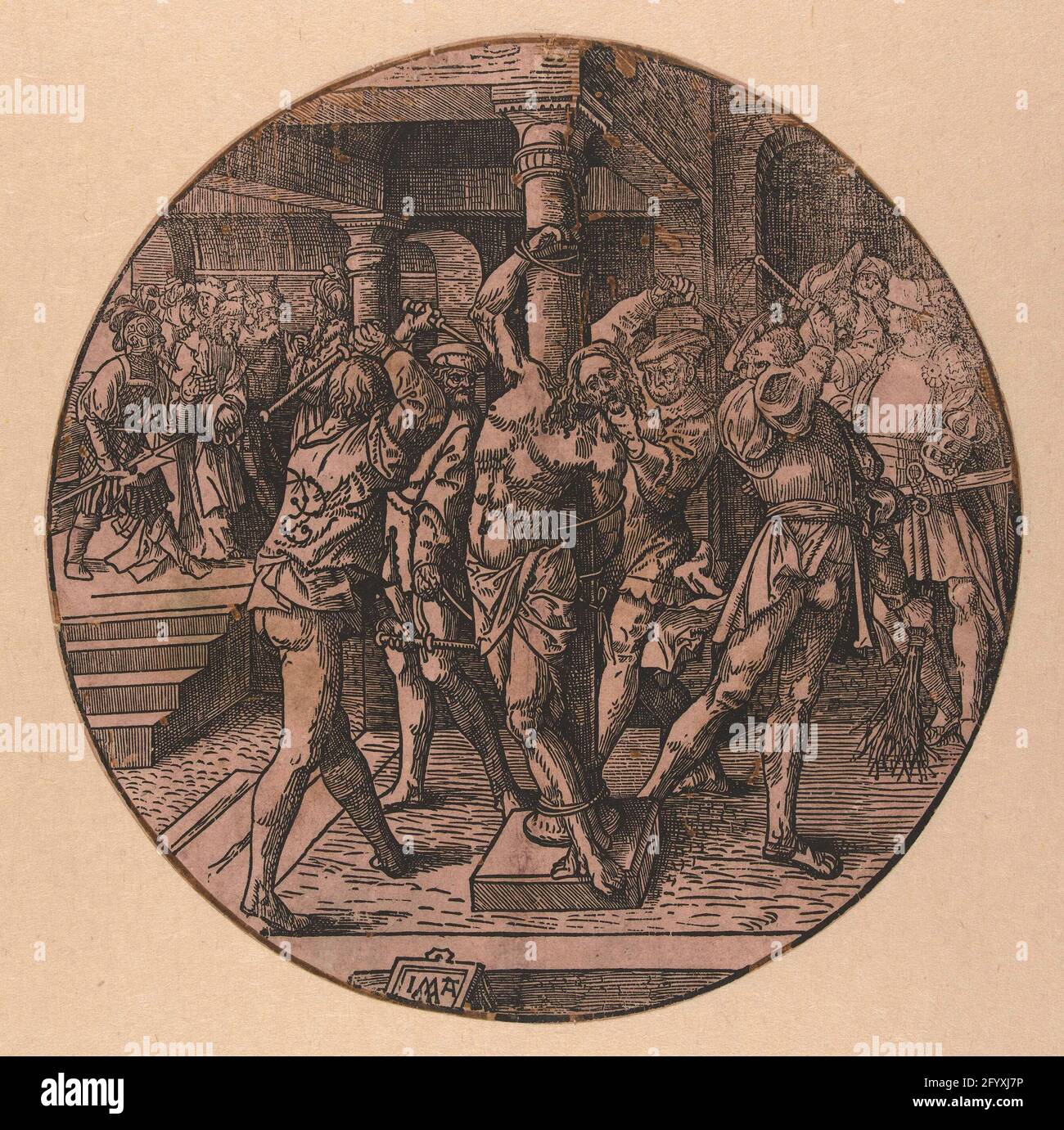 Scourging Christ; The round passion. From series of twelve prints ...