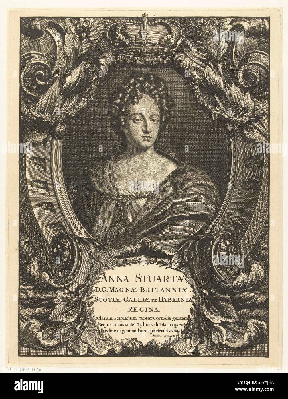 Portrait of Anna, Queen of England. Portrait in oval list of Anna ...