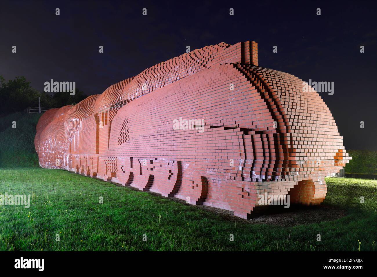 An A4 Pacific Steam Train made of red brick located on the A66 in ...