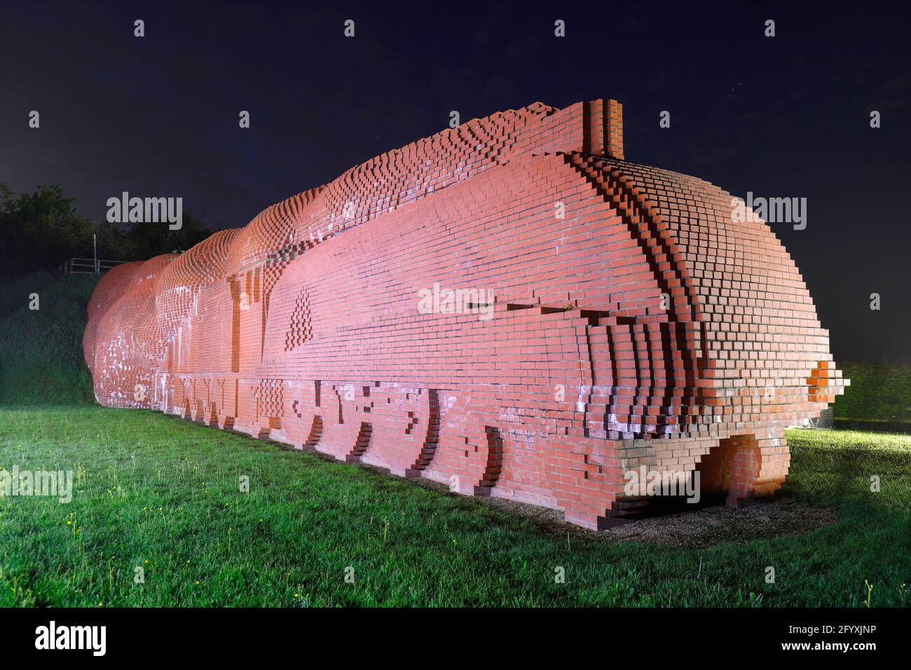 An A4 Pacific Steam Train made of red brick located on the A66 in ...