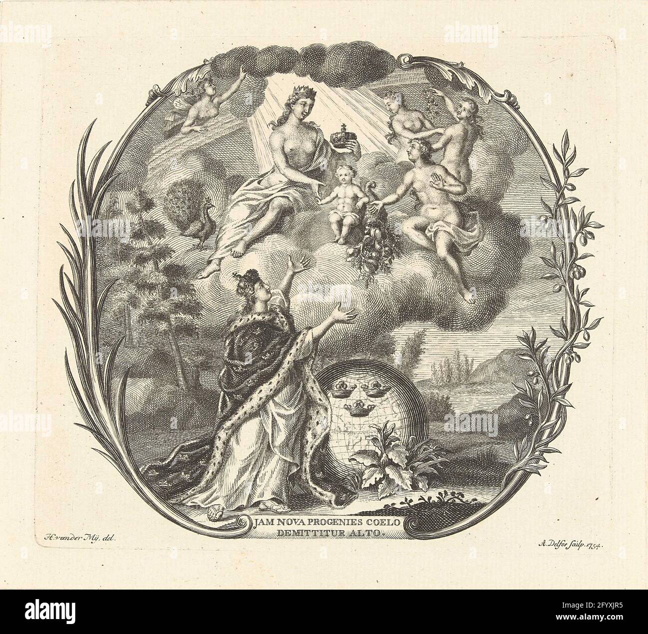 Allegory on the birth of a child with Juno and abundance. Allegory at ...