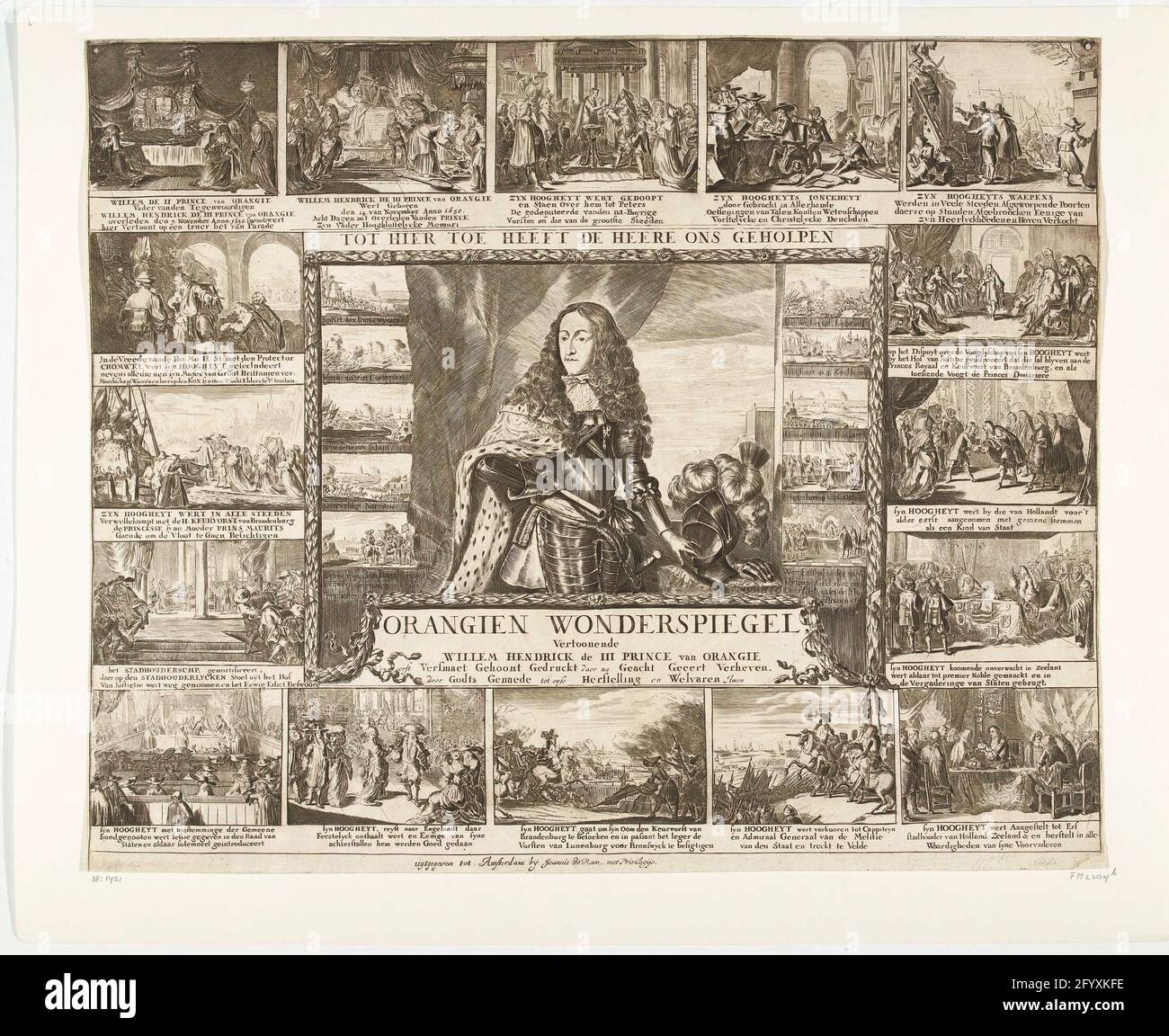 Life and actions of Willem III, 1675; Orange Wonder mirror exhibiting ...