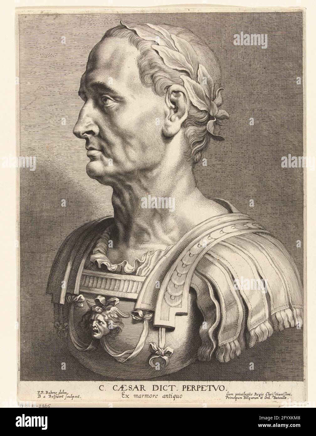 Classic bust in marble van emperor Julius Caesar; C. Caesar DICT ...
