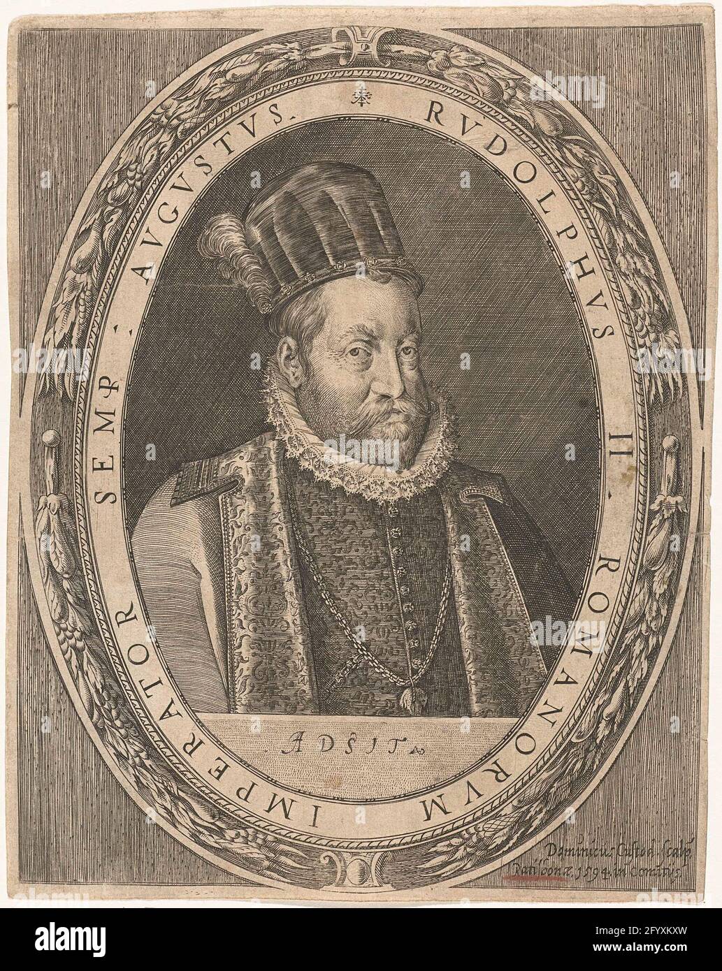 Portrait of emperor Rudolf II. Portrait of emperor Rudolf II, in oval ...