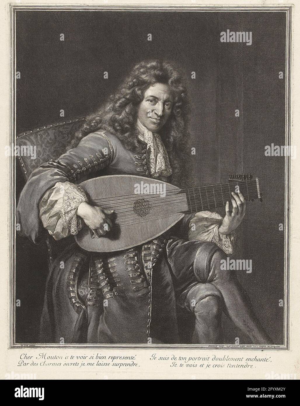 Portrait of Charles Mouton. The French luit player and composer Charles ...