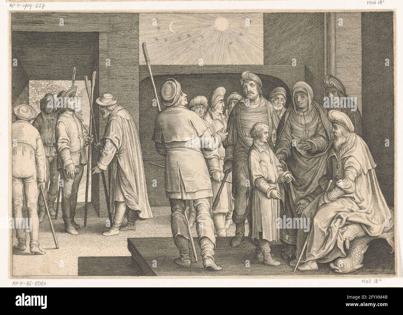 Joseph explains his second dream to Jakob; Story of Joseph Stock Photo ...