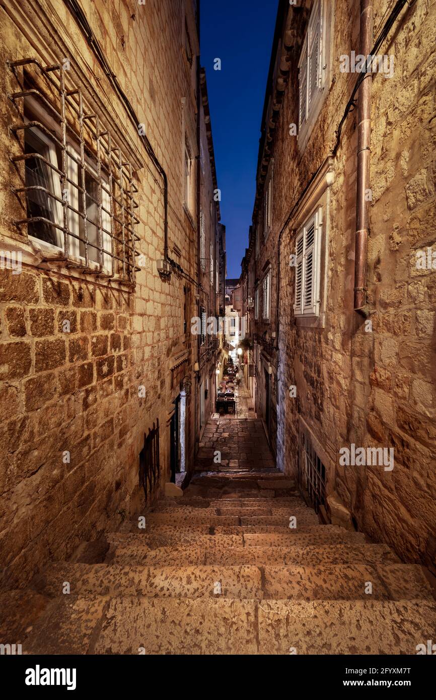 Typical Historical Croatian Street. Venetian Architecture with Stairs ...