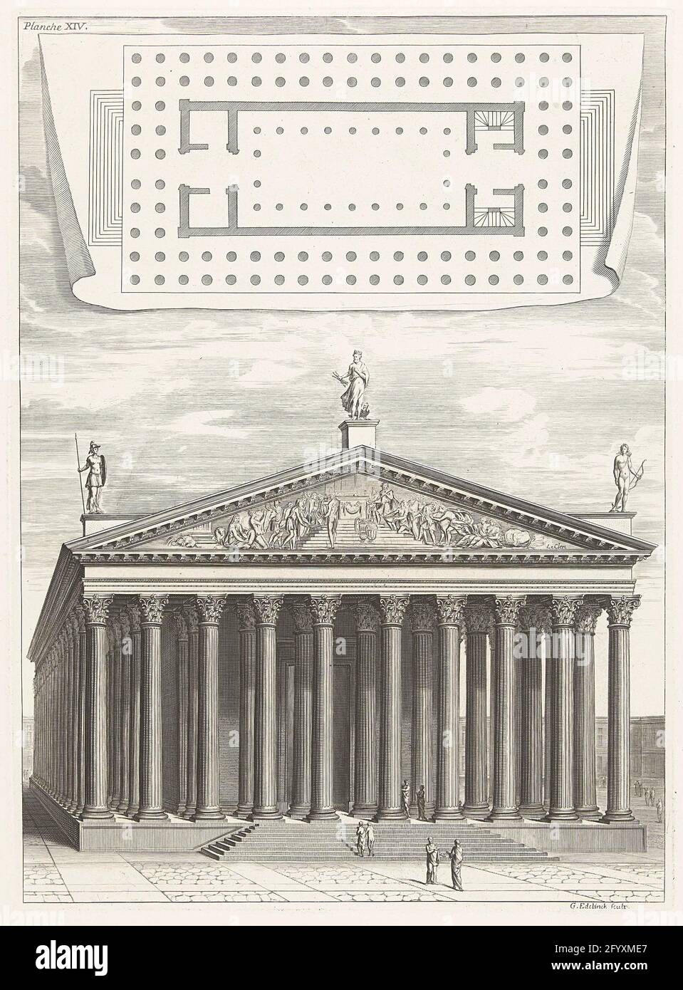 Temple of Jupiter; Planche XIV. Floor plan and view of the Jupiter ...