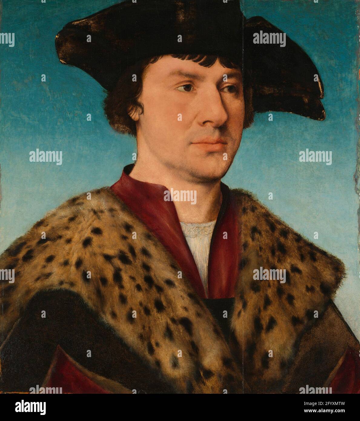 Portrait of a man. Portrait of a man in a cloak with a fur collar, on ...