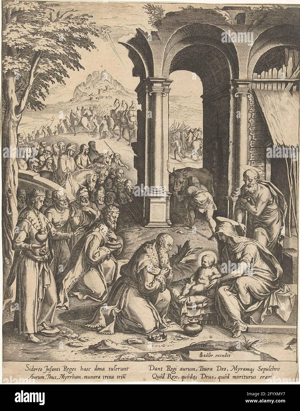 Worship through the kings. Right Joseph and Maria with the child, for ...