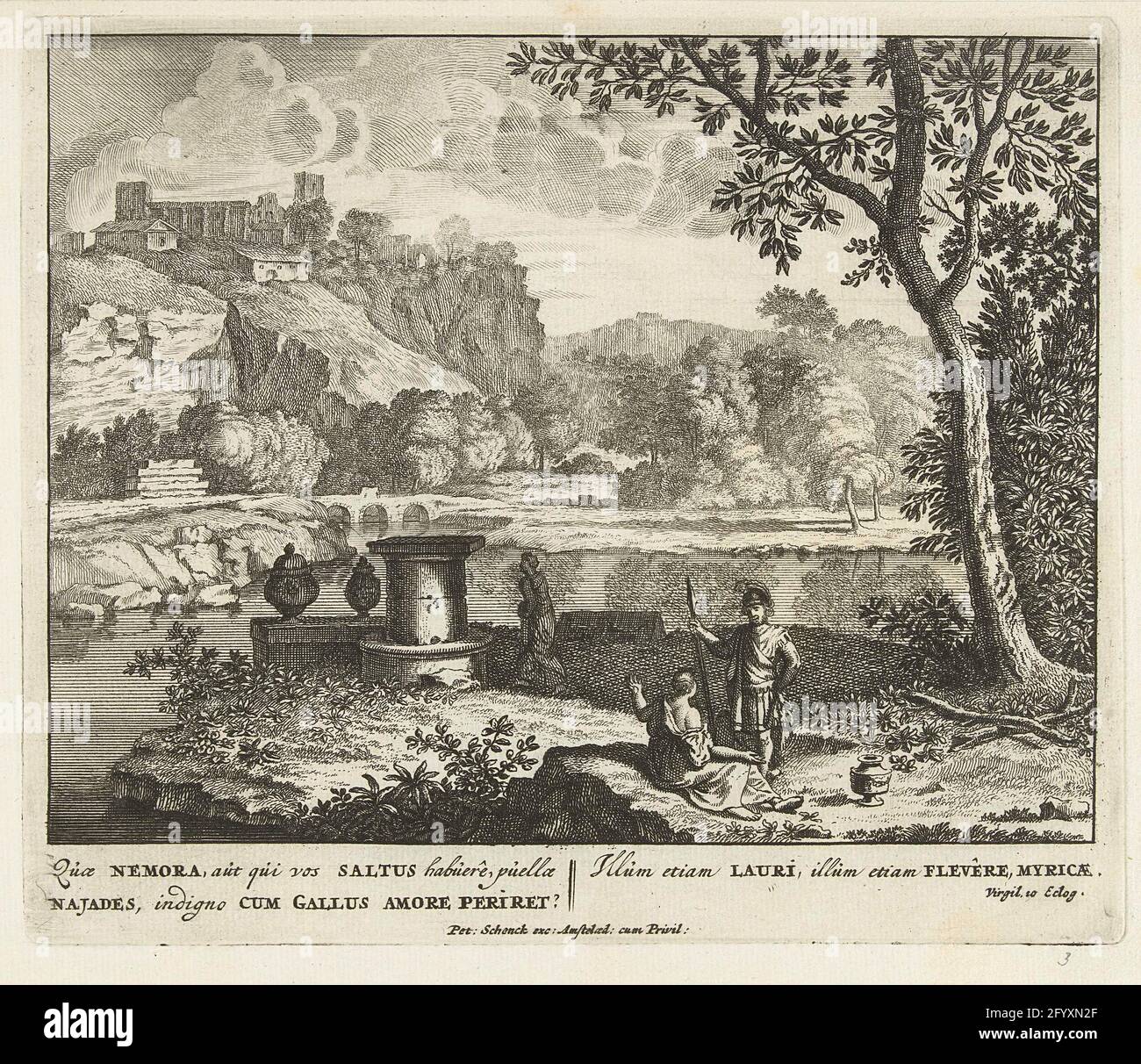 Man praying with a sacrificial altar; Scenes from Vergilius poetry ...