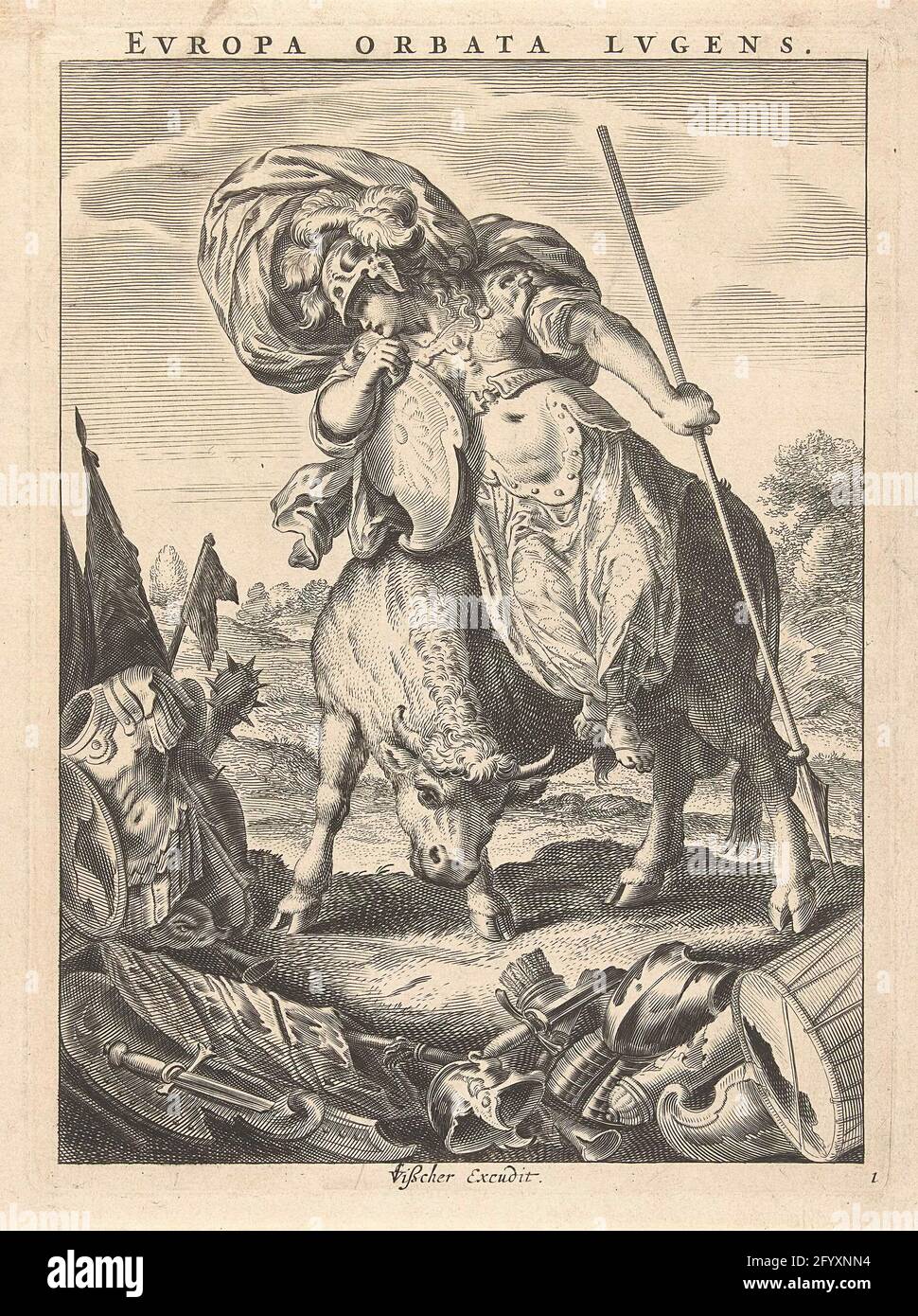 Female personification of world part Europe presented as a woman in ...